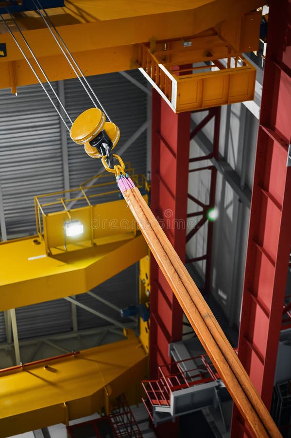 Hook Assembly with Rigging and Strops of Moving Crane Stock Image ...
