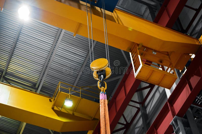 Hook Assembly with Rigging and Strops of Moving Crane Stock Photo ... Hook Assembly with Rigging and Strops of Moving Crane Stock Photo ...