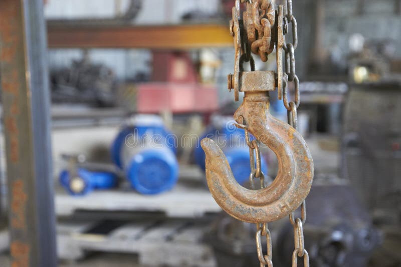 Hook on the Chain Hoist for Lifting Equipment in the Workshop Stock ...