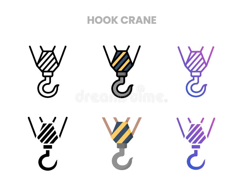 Hook Crane Icons Set with Different Styles. Stock Vector - Illustration ...