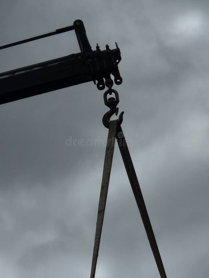 Hook of a Crane Lifting a Container Stock Photo - Image of construction ...