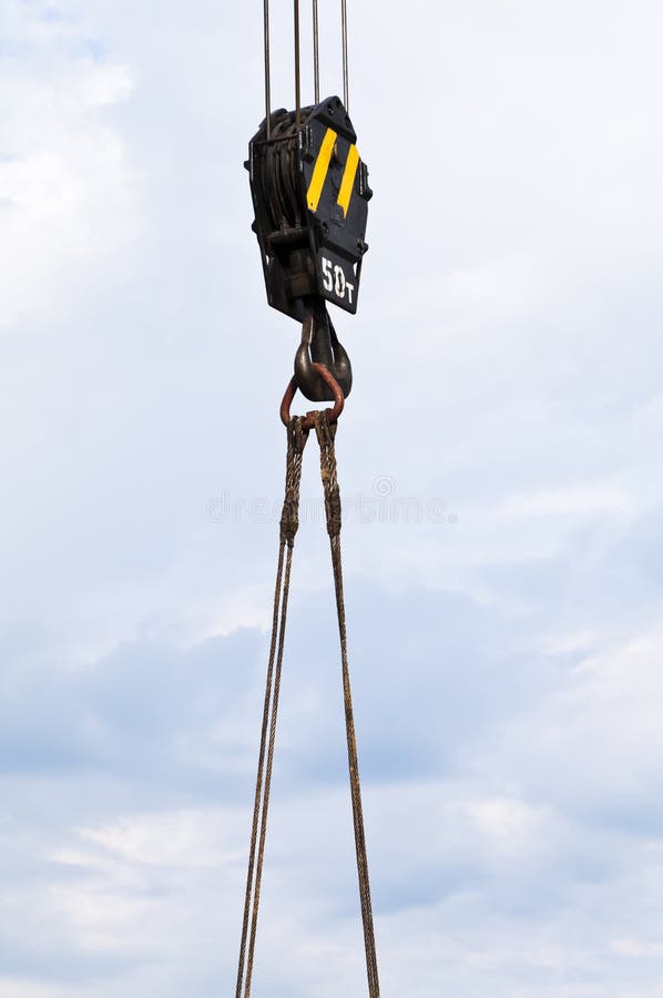 Hook crane with slings stock photo. Image of block, machinery - 67109642