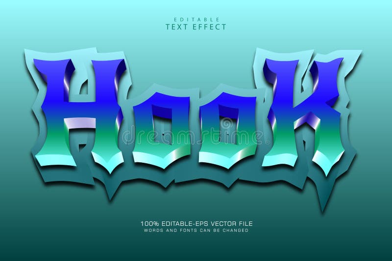 Hook Editable Text Effect 3 Dimension Emboss Modern Style Stock Vector ...