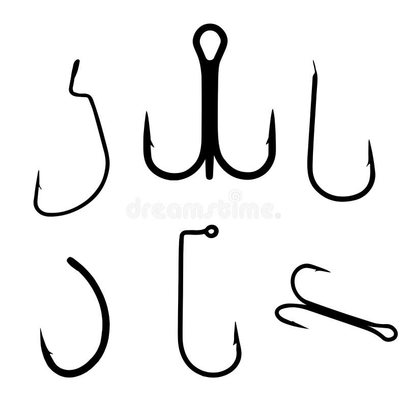 Hook Fishing Icon Set Vector Stock Vector - Illustration of vector ...