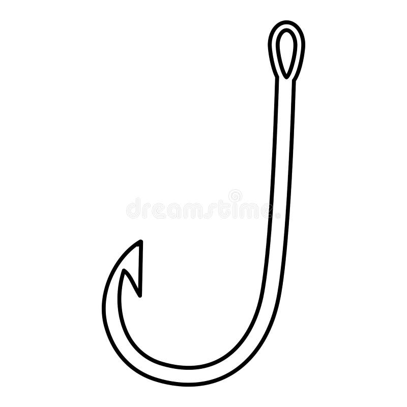 Hook icon, outline style stock vector. Illustration of bait - 83818965