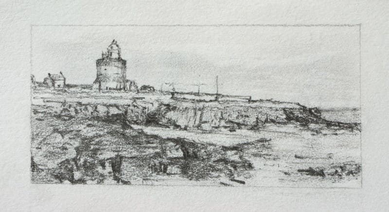 Hook Lighthouse Sketch stock illustration. Illustration of nature ...
