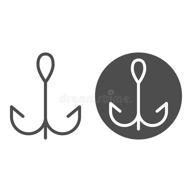 Hook Line and Glyph Icon. Bait Vector Illustration Isolated on White ...
