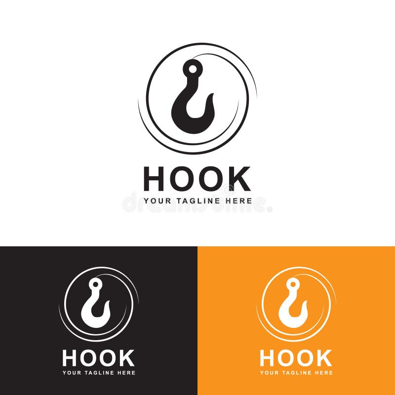 Hook Logo Design Template with Rope. Icon Hooks Isolated. Stock Vector ...