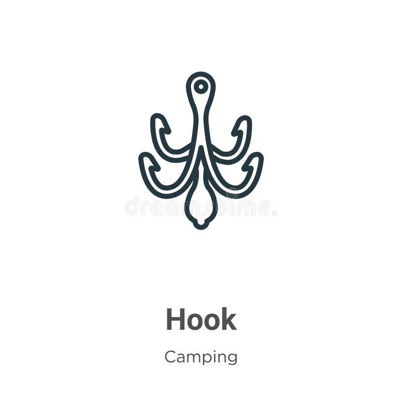 Hook Outline Vector Icon. Thin Line Black Hook Icon, Flat Vector Simple ...