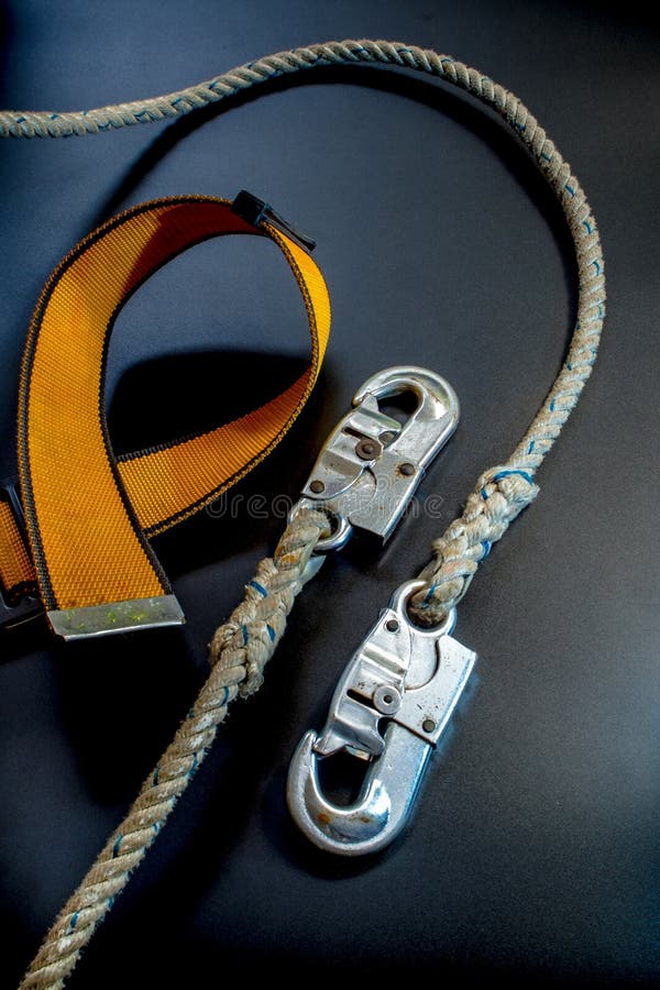 Hook and Rope of Safety Equipment Stock Image - Image of belt ...