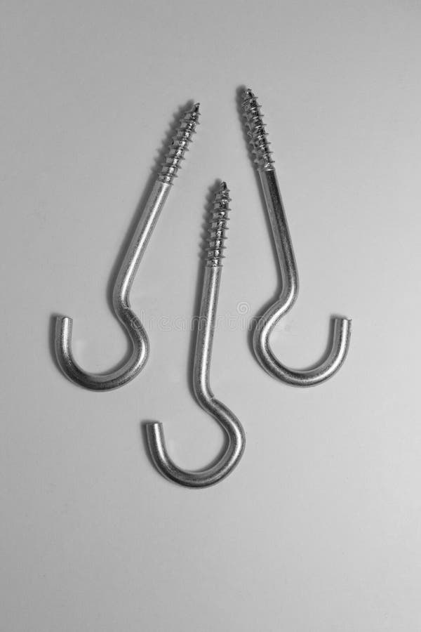 Hook Screws On A White Background Stock Image - Image of chrome, hooked ...