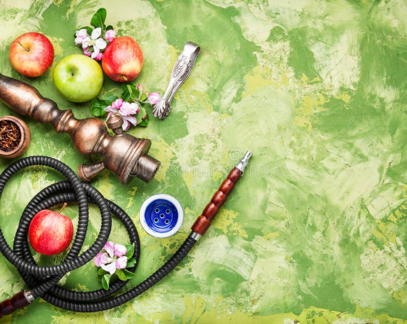 Hookah with apple tobacco stock photo. Image of pipe - 146180268