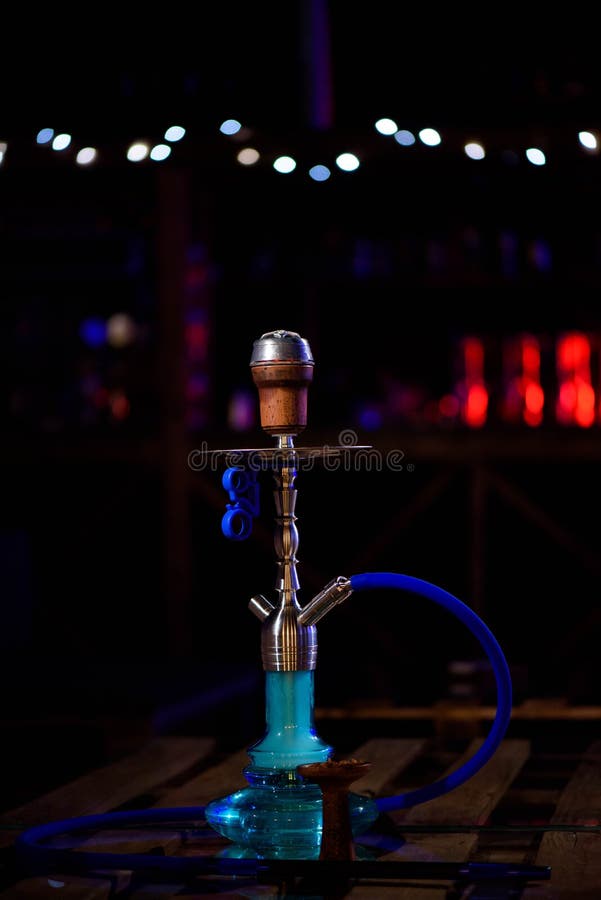 Hookah on the Background of a Bar, Light, Smoke, Smog Stock Photo ...