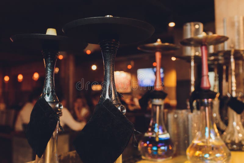The Hookah on the Bar Counter in a Cafe. Stock Image - Image of ...