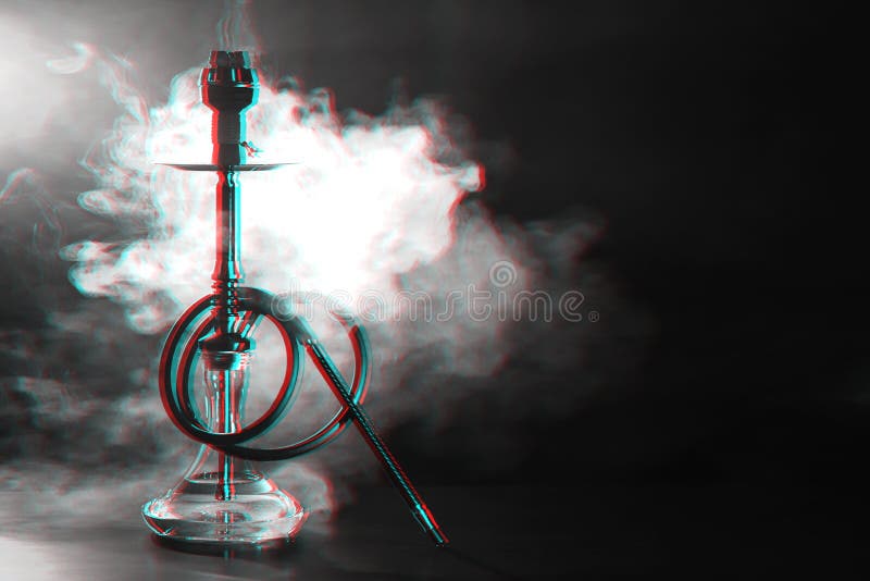 Hookah with Coals and Smoke on the Table in a Restaurant Stock Photo ...