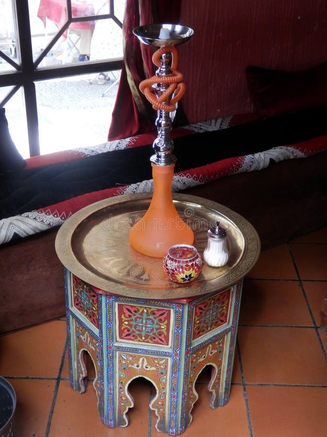 Hookah on Decorative Arabic Table Stock Image - Image of tobacco ...