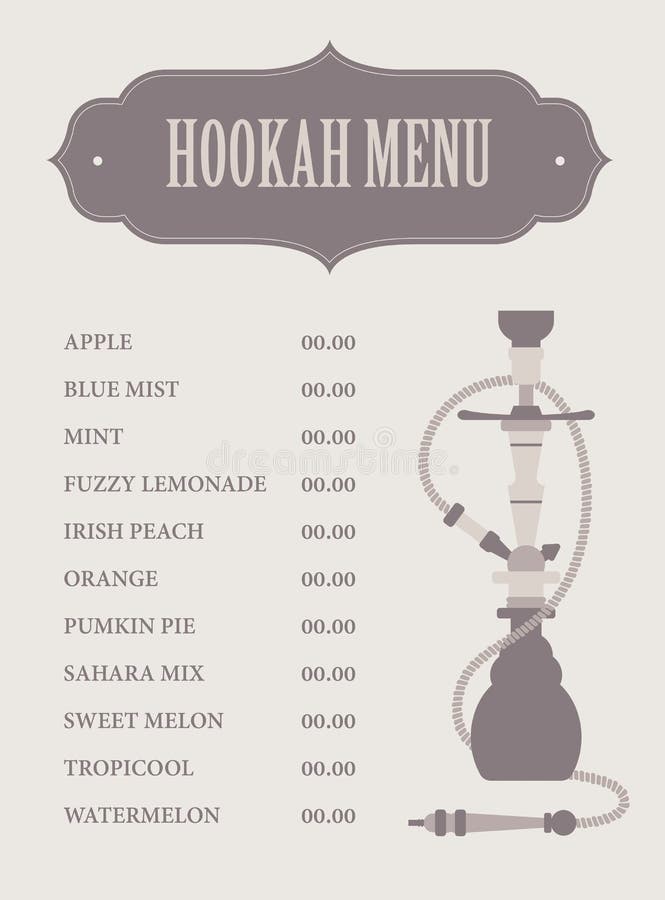 Hookah menu template. stock vector. Illustration of equipment - 51687088