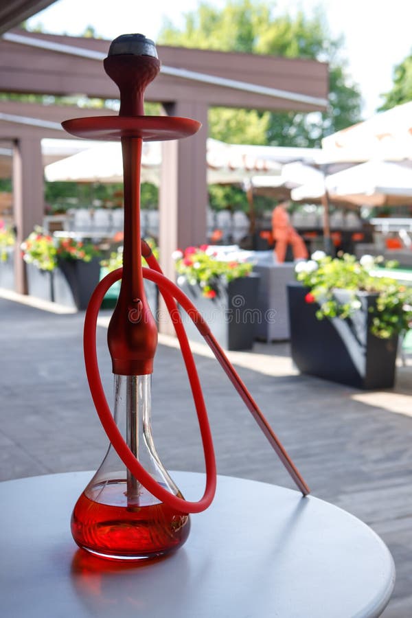 The Hookah is on a Table in a Summer Cafe Stock Photo - Image of ...