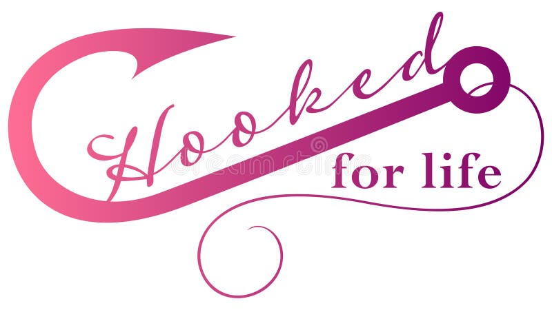 Hooked for Life, Fishing Hook Design with Text Stock Vector ...