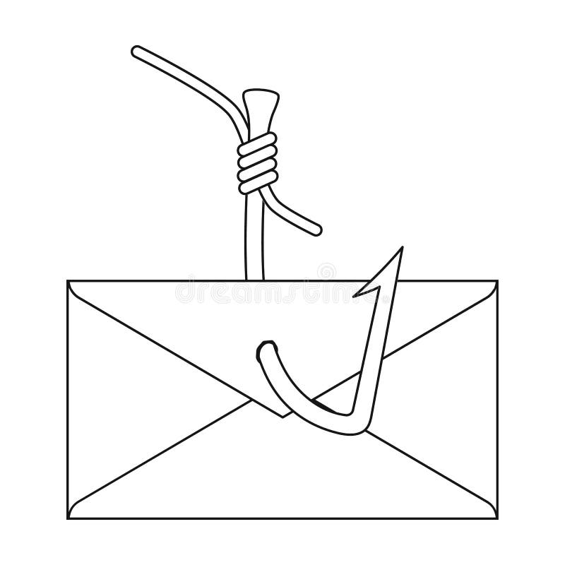 Hooked E-mail Icon in Outline Style Isolated on White Background ...