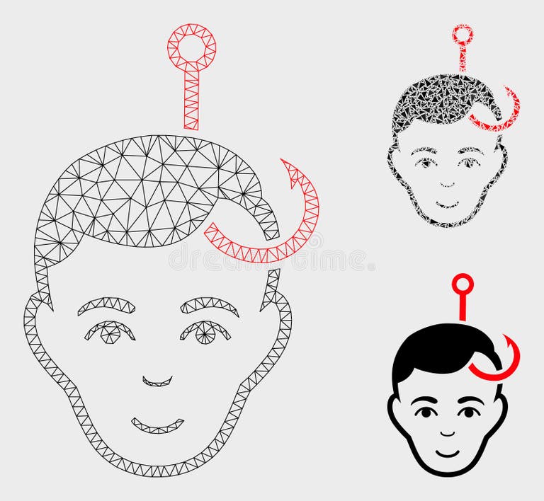 Hooked Man Head Vector Mesh Network Model and Triangle Mosaic Icon ...