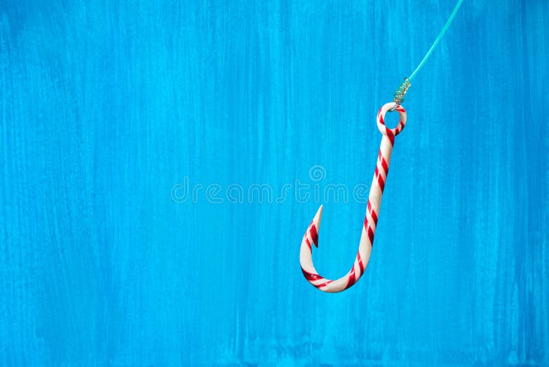 Christmas Candy Cane Fishing Hook Stock Image - Image of sweets, line ...
