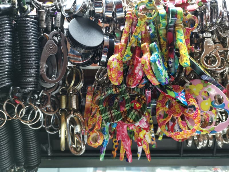 Hooks, Key Chains, and Springs in Different Colors Stock Image - Image ...