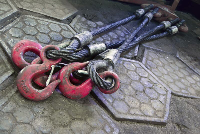 Slings with Hooks for a Crane Stock Image - Image of rope ...