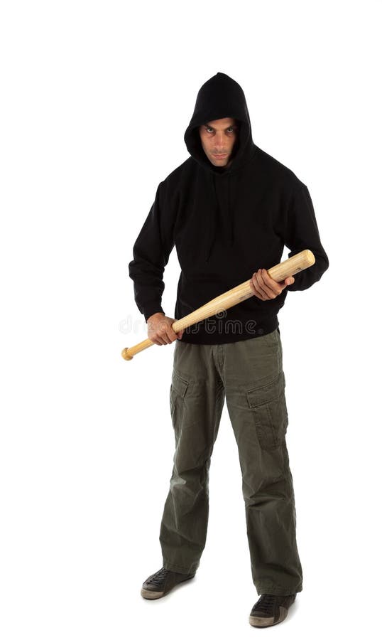 Angry Man with Baseball Bat Stock Photo - Image of hooligan, isolated ...