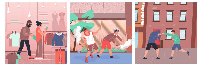 Hooliganism Flat Compositions Set with Pocket Thief and Fighting ...