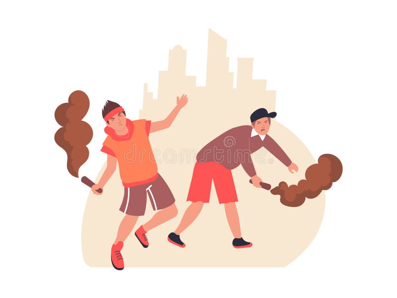 Hooligans Flat Composition stock vector. Illustration of criminal ...