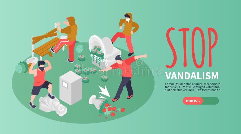 Hooligans Isometric Banner stock illustration. Illustration of crime ...