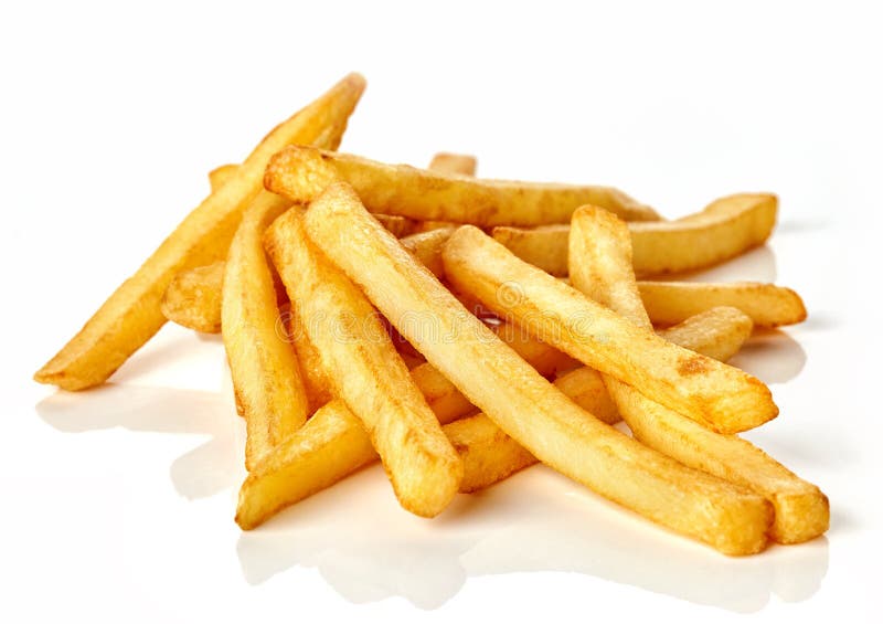 Hoop Van Frieten Op Wit, Van Hierboven Stock Afbeelding - Image of zout ...