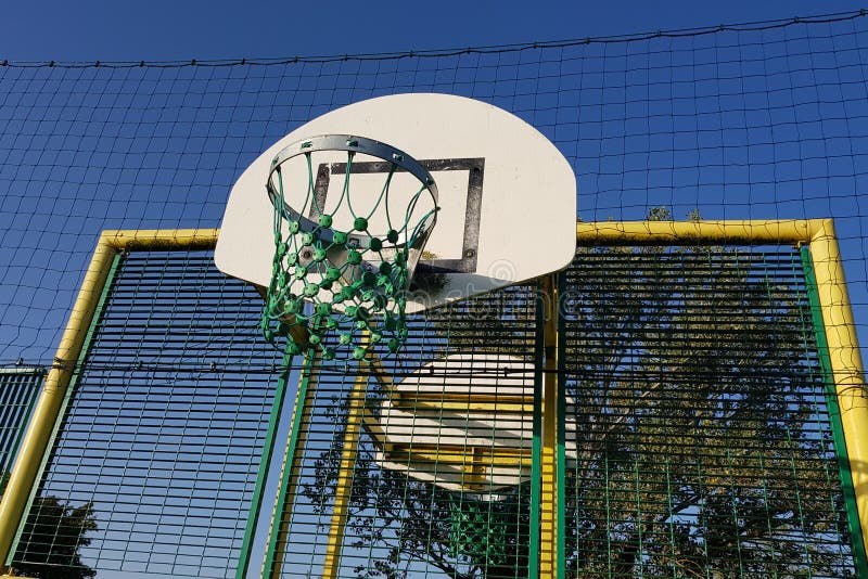 Hoops and Nets for the Basketball Court Stock Image - Image of outside ...