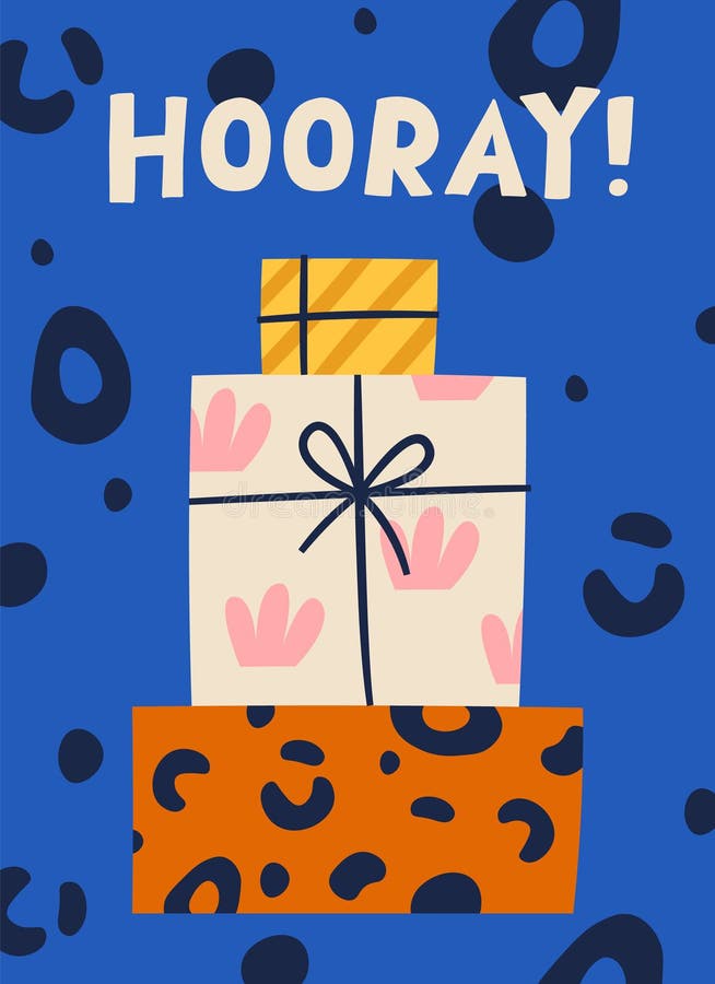 Hooray Gifts Party Postcard Stock Vector - Illustration of confetti ...