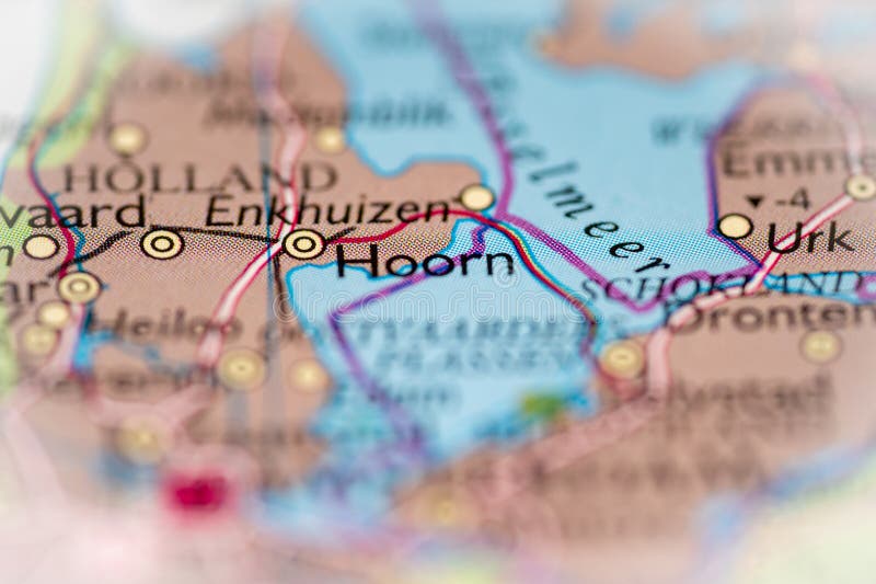 Hoorn, Netherlands Highlighted on a World Map Stock Photo - Image of ...