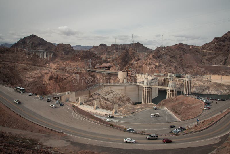 Hoover Dam, Boulder Dam between Nevada and Arizona Stock Photo - Image ...