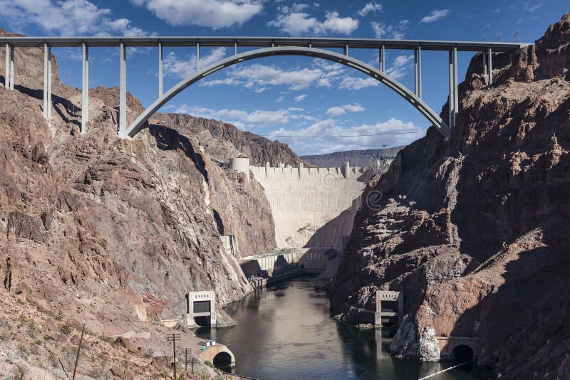 Hoover Dam Bypass Bridge Canyon View with Cloudy Sky Stock Photo ...