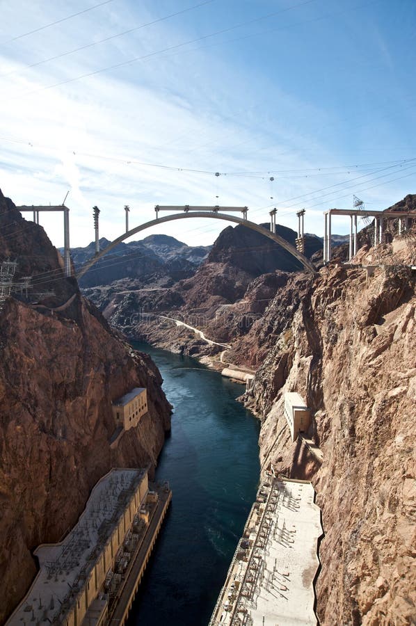 Hoover Dam and the Hoover Dam Bypass Bridge Stock Image - Image of rock ...
