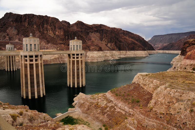 Hoover Dam intake towers stock photo. Image of landmark - 10175884