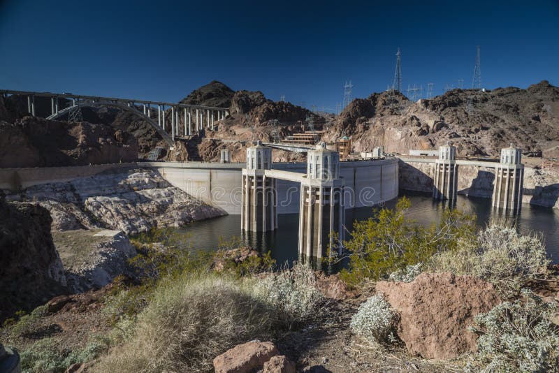 Hoover Dam Intake Towers stock image. Image of reservoir - 29028227
