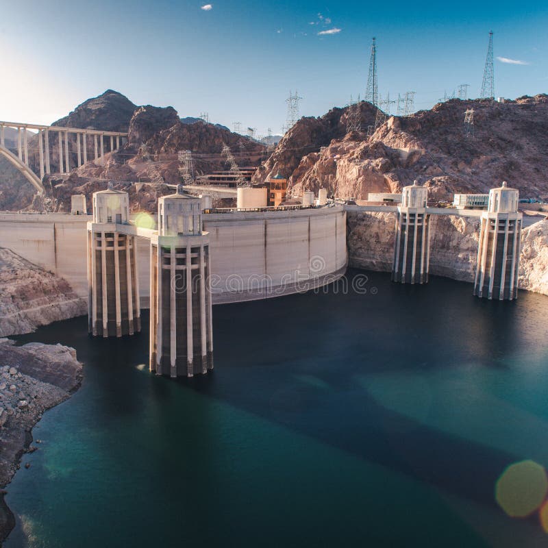 Hoover Dam before sunset stock photo. Image of landmark - 143002334