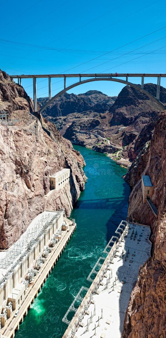 Hoover Dam Vertical Panorama Stock Image - Image of industrial, bridge ...