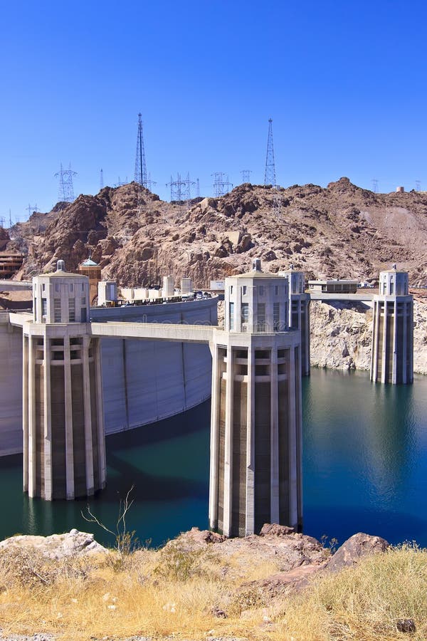 Hoover Dam and Water Intake Towers Stock Image - Image of colorado ...