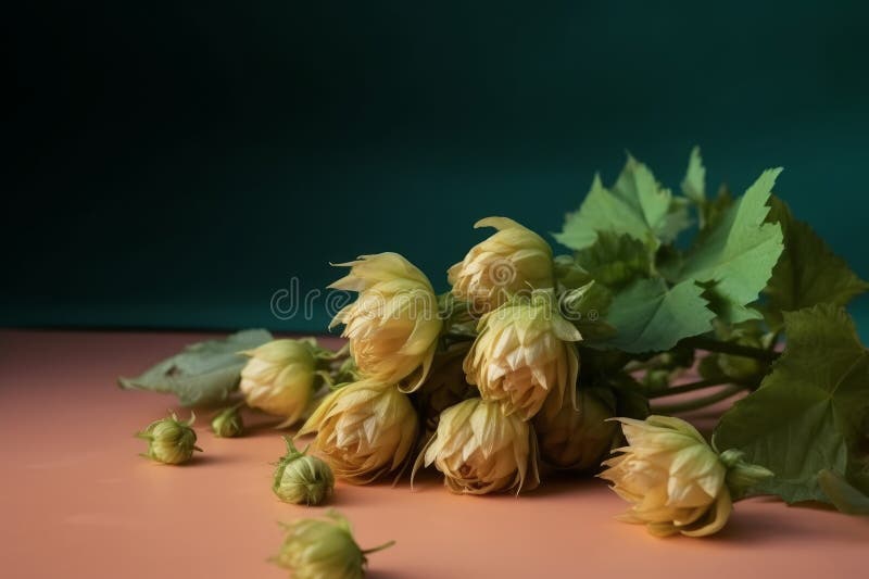 Hop Flowers Leaves. Generate Ai Stock Illustration - Illustration of ...