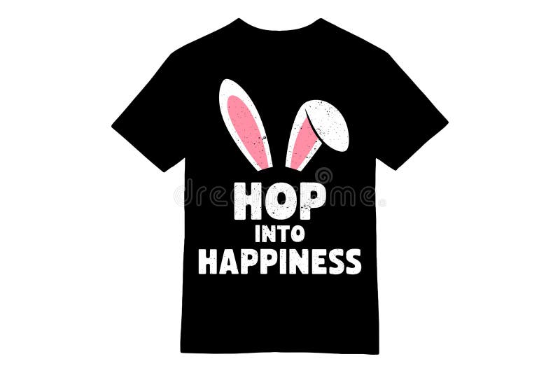 Hop into Happiness - Minimalist Bunny Easter T-shirt Design Stock ...