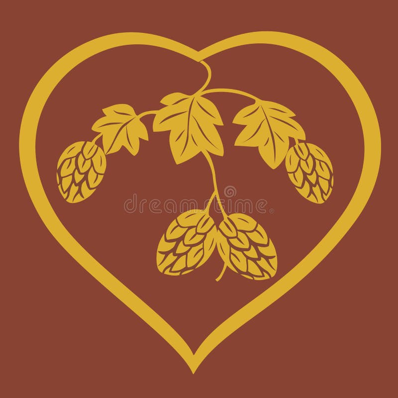 Hop heart stock illustration. Illustration of gold, simple - 23140627