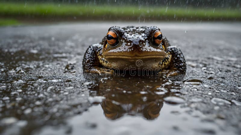 A Hop of Hope: Common Toad Splashing through Puddles Beneath a Rainbow ...