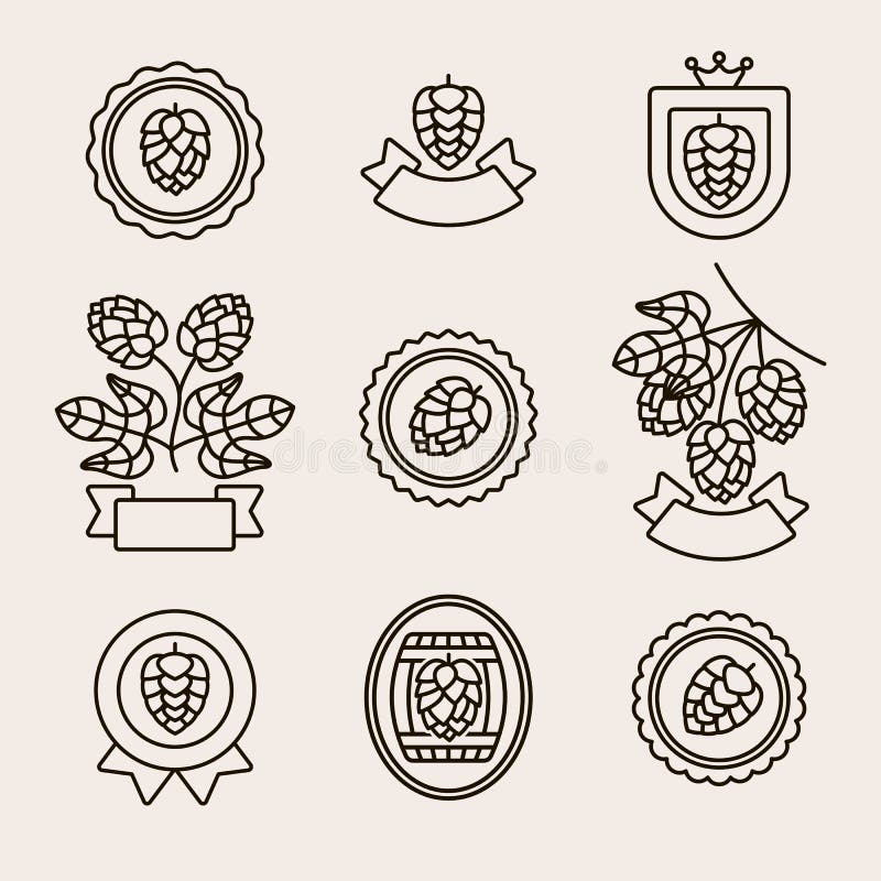 Hop Labels and Elements Set. Collection Icon Hops Stock Vector ...