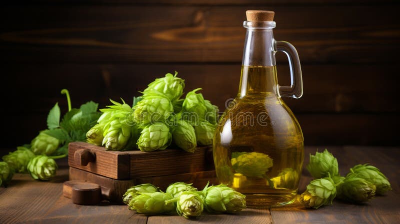 Hop Oil in a Bottle. Generative AI, Stock Image - Image of bottle ...